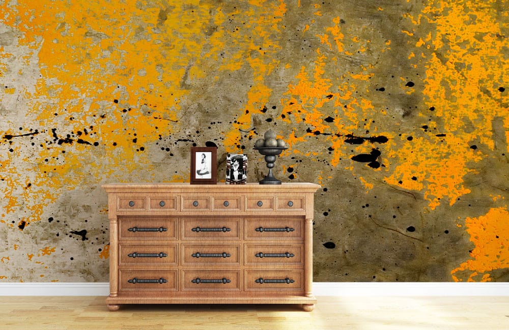 Aged Yellow Paint Wall Wall Murals