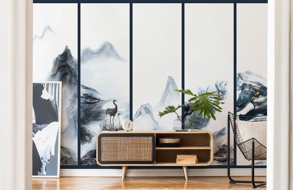 Floating Ink Mountains Wall Murals