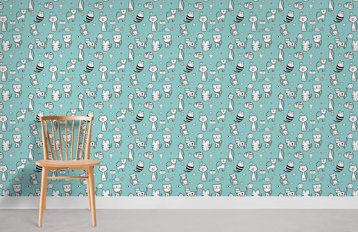 Mini Cartoon Cats Wall Murals
