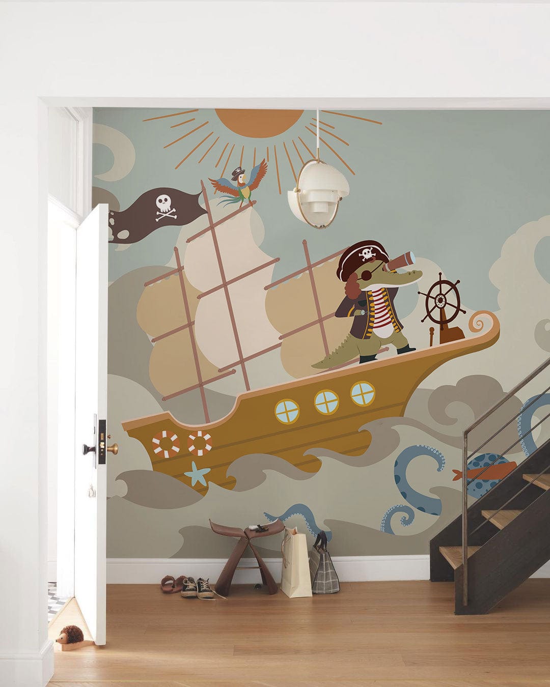 Pirate on Ocean Wall Murals