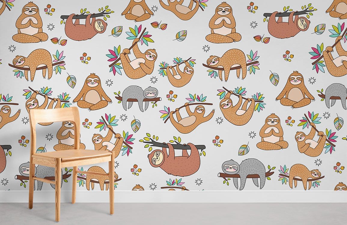 Cute Sloth Wall Murals