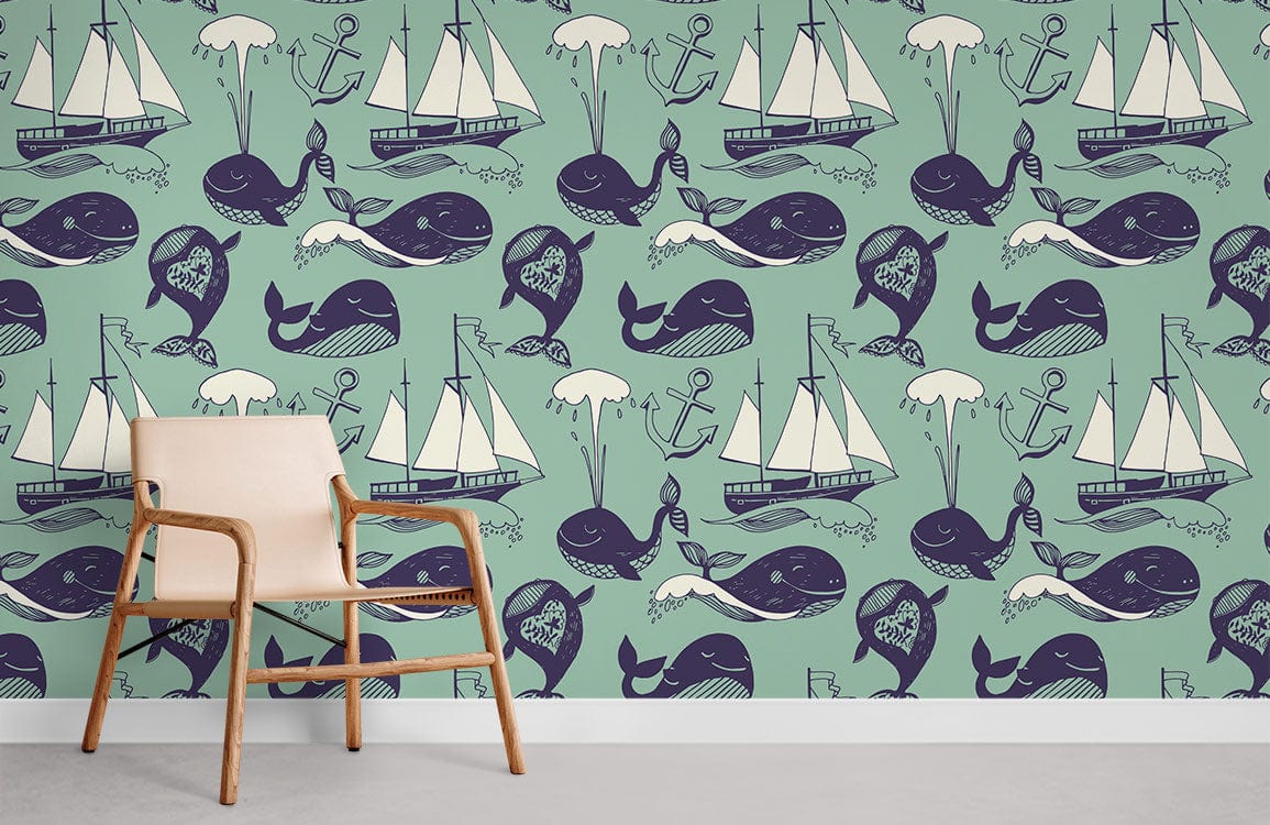 Whale & Navigation Wall Murals